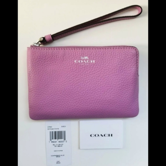 Coach | Bags | Nwt Coach Pebbled Leather Corner Zip Wristlet Wallet In ...